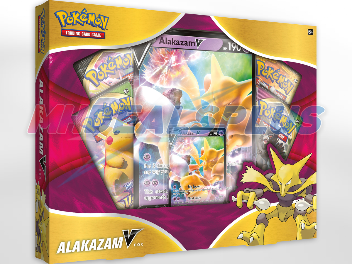 Pokemon TCG Alakazam V Collection Box - 4 Booster Packs – MHDEALSPLUS